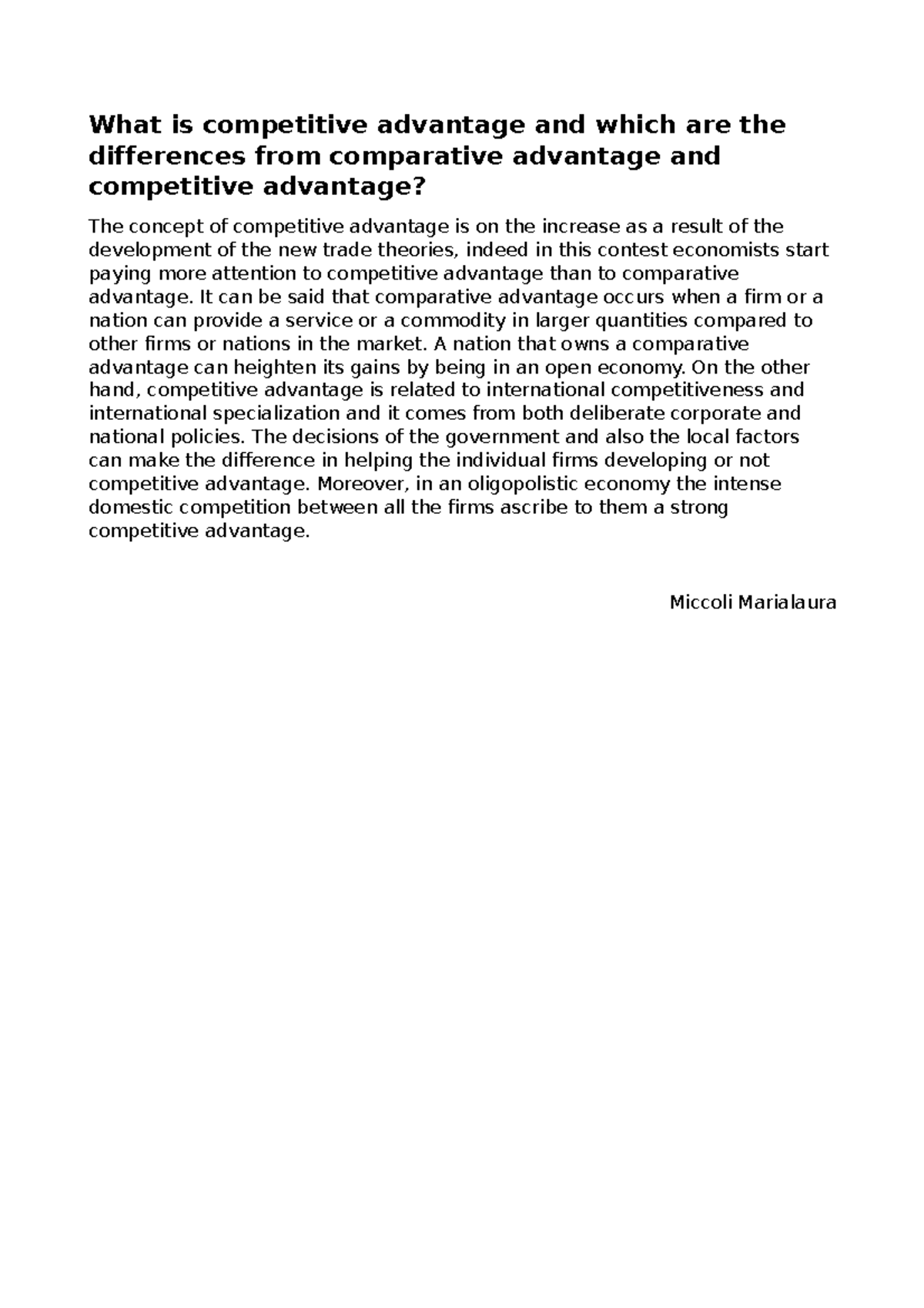 What is competitive advantage - It can be said that comparative ...