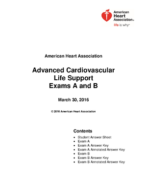 ACLS final exam - ACLS final exam Which of these tests should be ...
