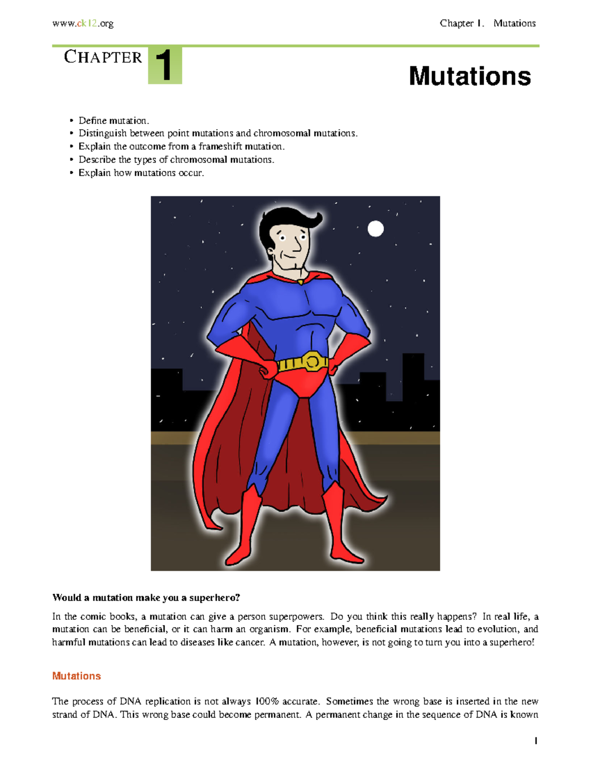 Mutations Notes Ck12 Chapter 1 Mutations Chapter 1 Mutations Define Mutation Distinguish