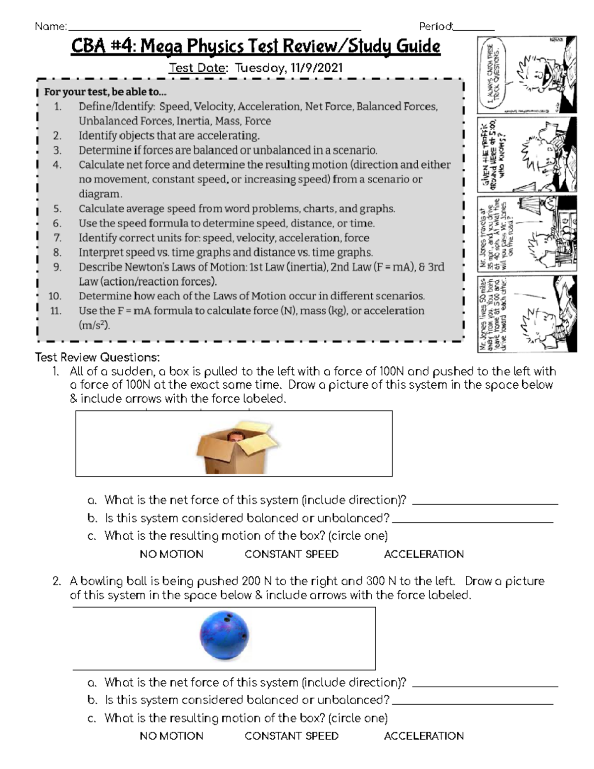 CBA #4 Mega Physics Test Review Study Guide 2021 - Name: - Studocu