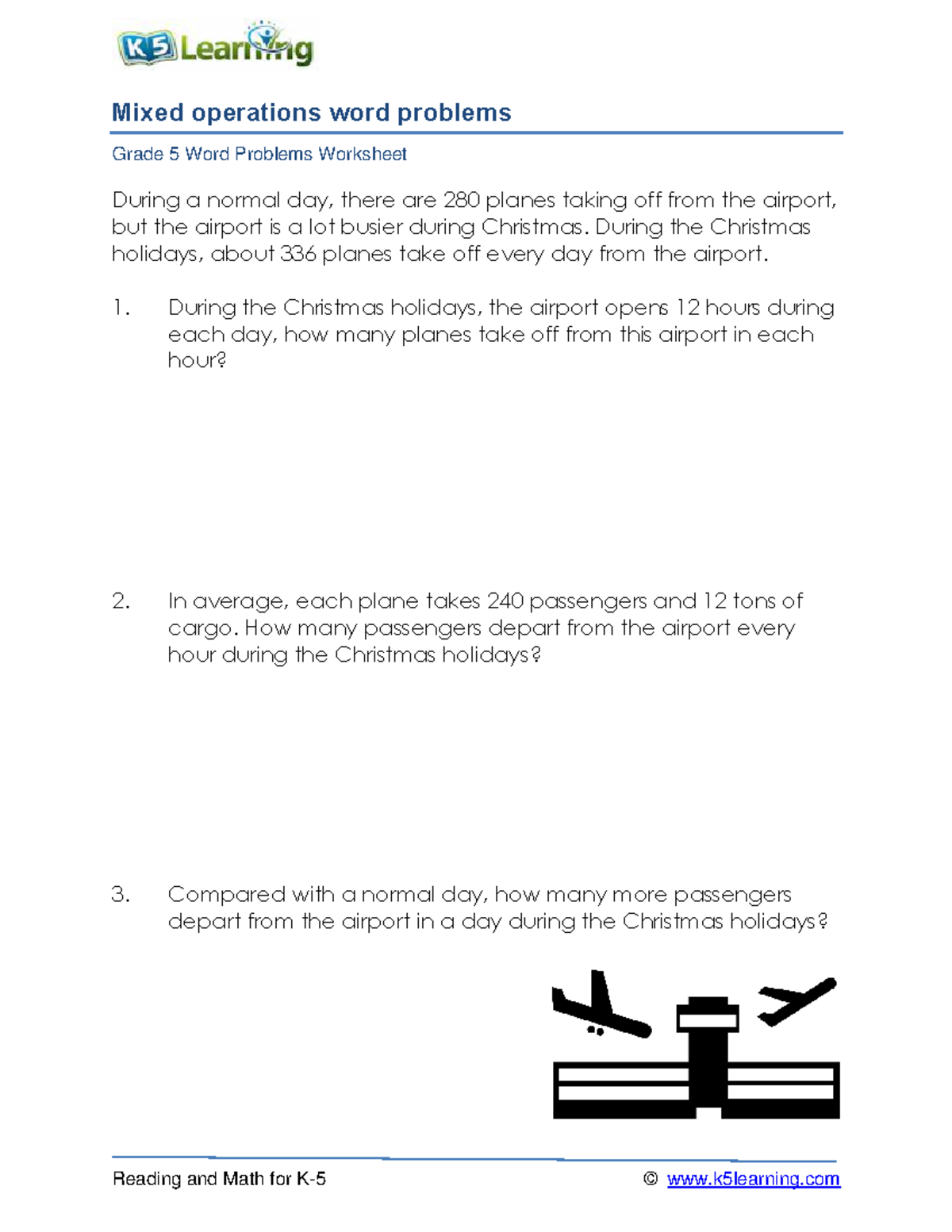 Grade 5 word problems mixed operations a - Reading and Math for K- 5 ...