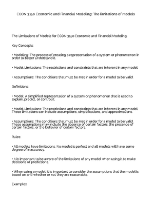 Notes-ECON 3150 Economic AND Financial Modeling-THE Types OF Models ...