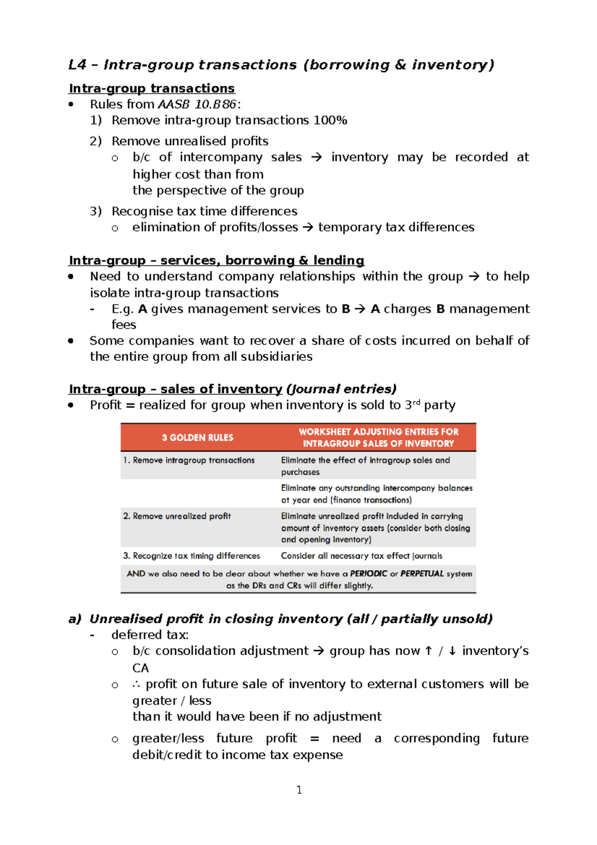 Week 4 - Intra-group transactions (borrowing & inventory) - L4 – Intra ...