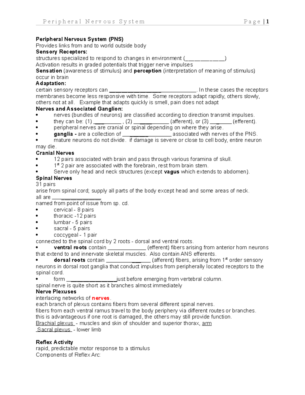 Chapter 9 - Peripheral Nervous System and Special Senses - Peripheral ...