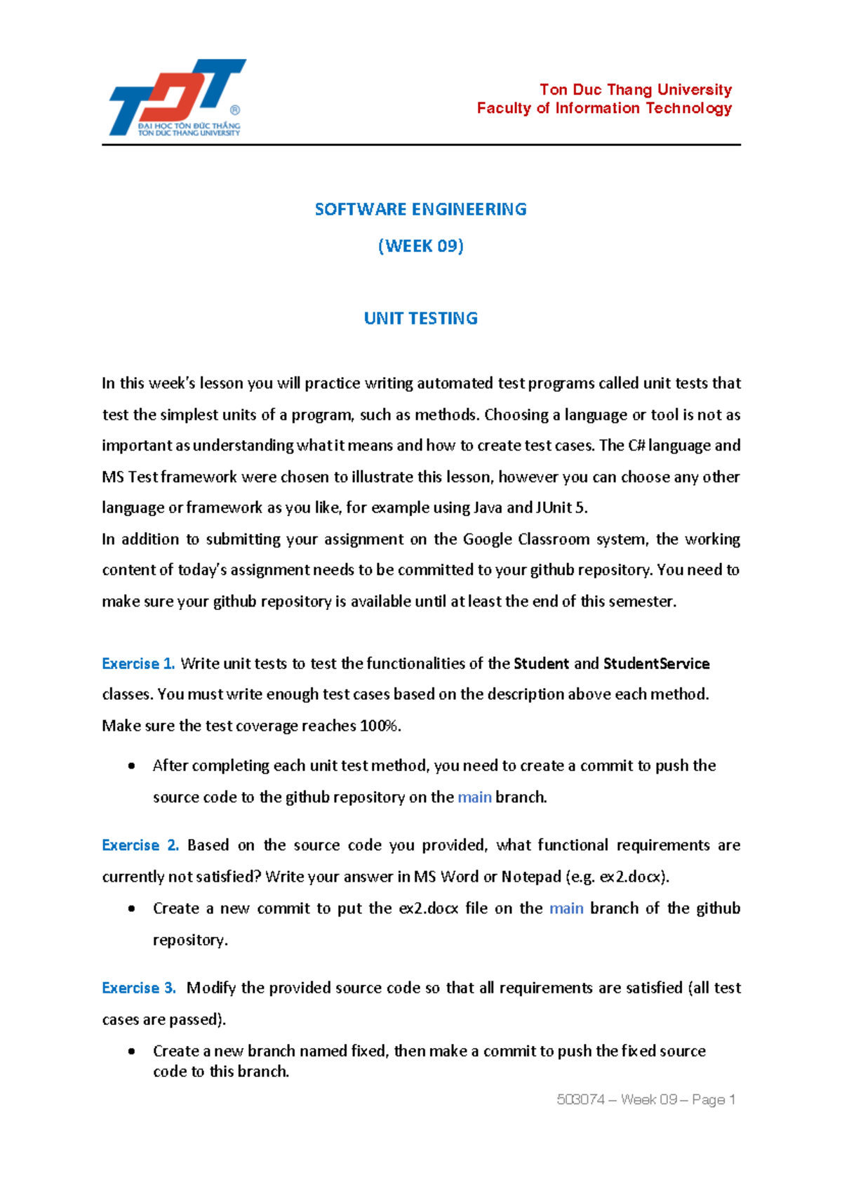 Lab09 - KHONG - Ton Duc Thang University Faculty of Information Technology 503074 – Week 09 ...