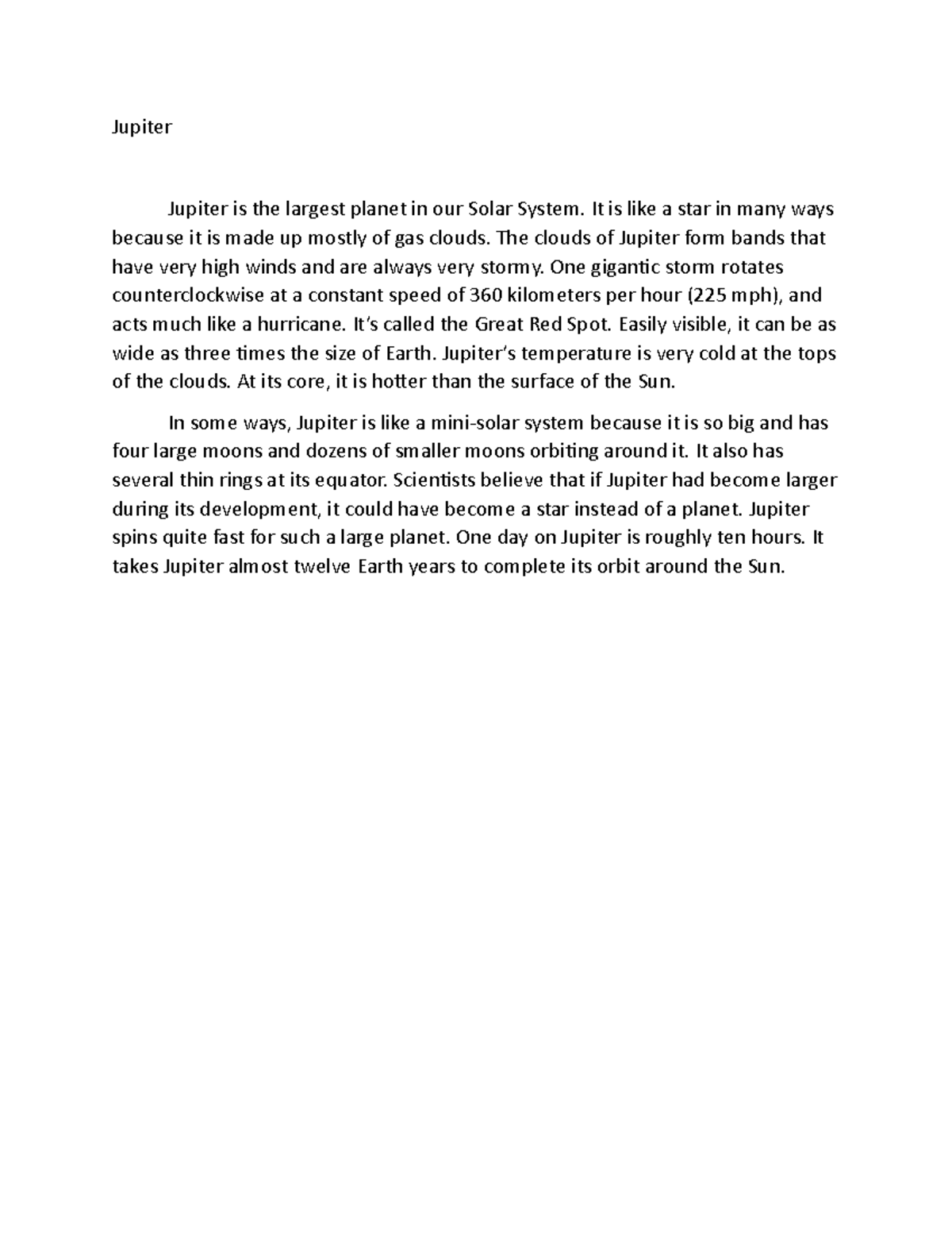 Jupiter - Jupiter Jupiter is the largest planet in our Solar System. It ...