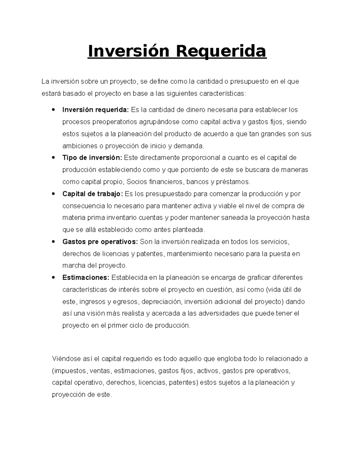Inversión Requerida - ,,... - Inversión Requerida La inversión sobre un ...