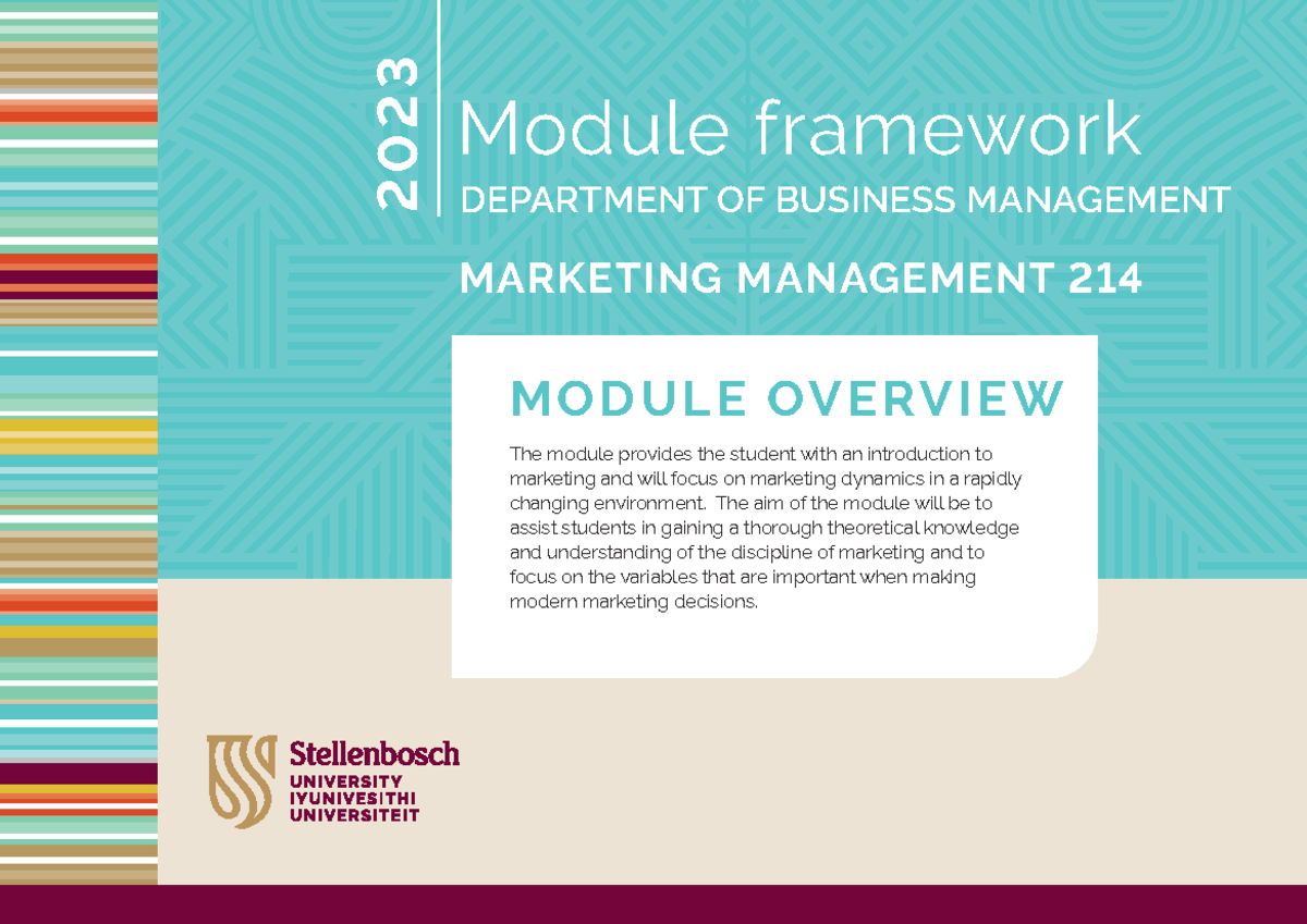 Module Framework MM 214 - DEPARTMENT OF BUSINESS MANAGEMENT Module ...