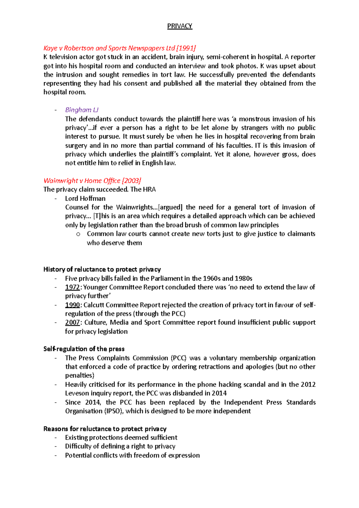4 - Privacy - Kaye v Robertson and Sports Newspapers Ltd [1991] K ...