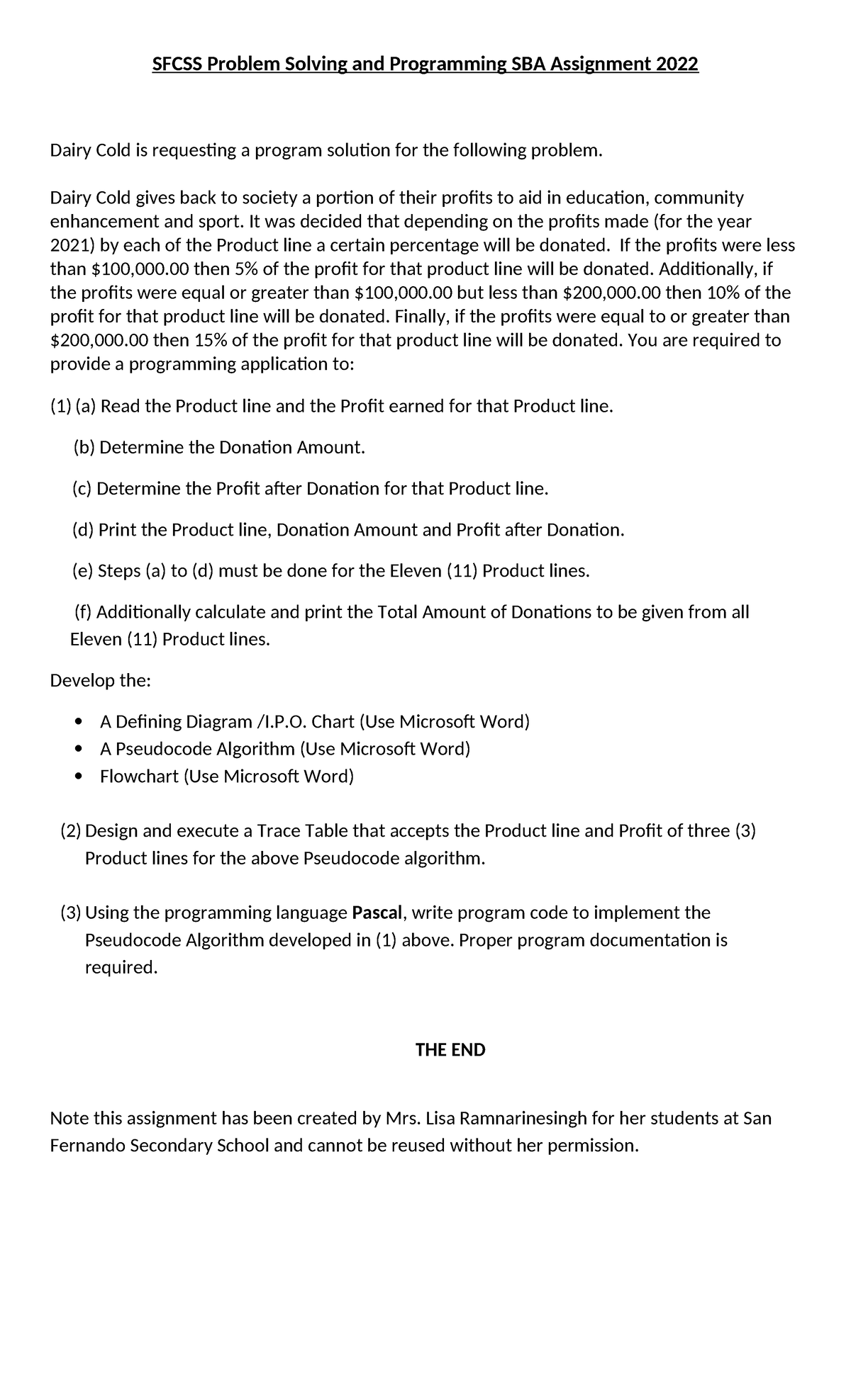 Sfcss SBA Problem Solving And Programming Assignment 2022 - SFCSS Problem Solving and ...