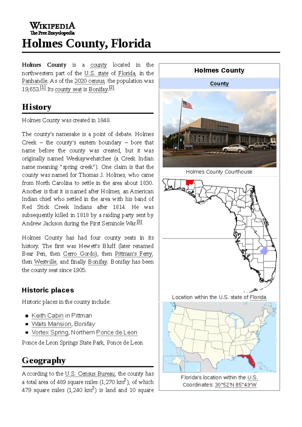 Holmes County, Florida - Holmes County County Holmes County Courthouse ...