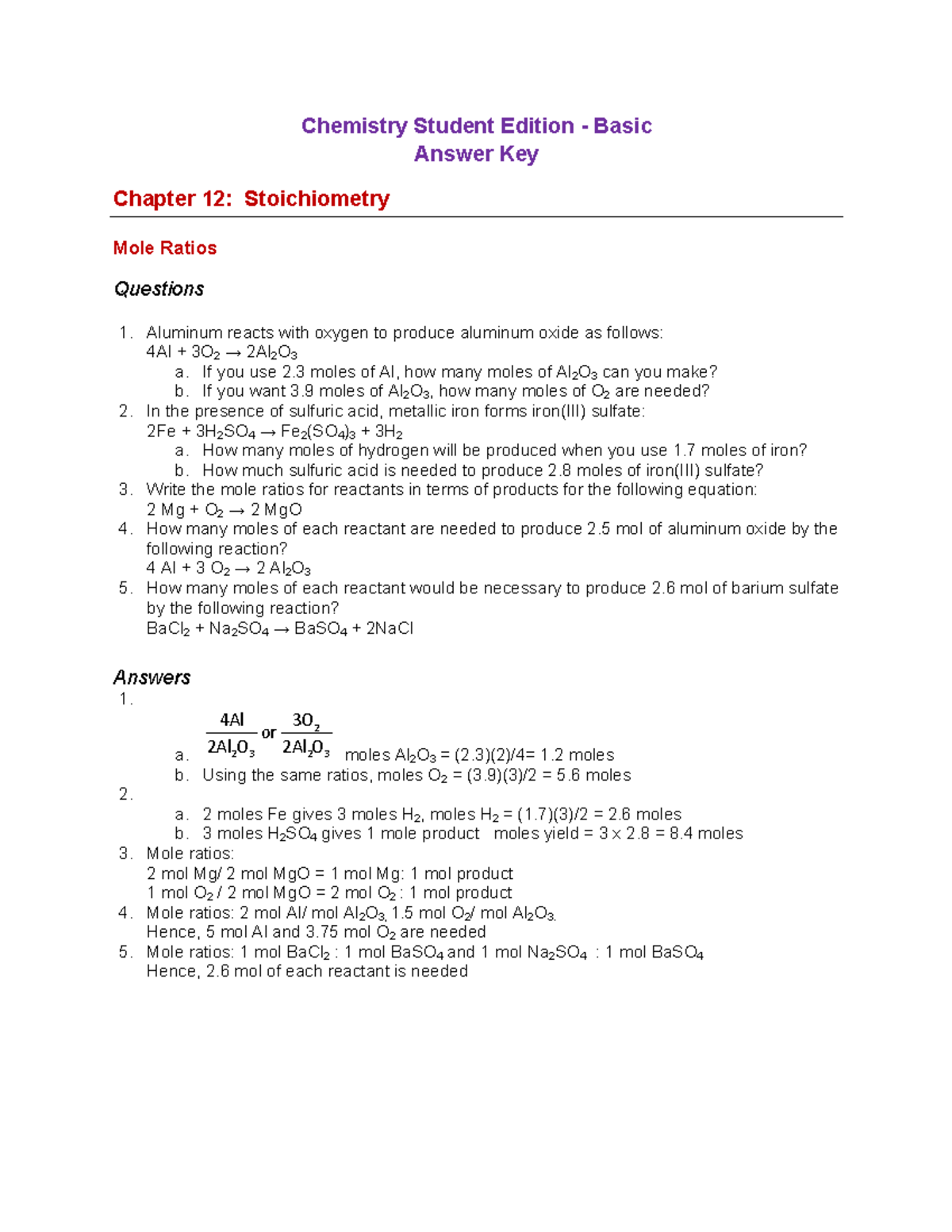 Chem Basic FB Answer Key Ch 12 (06 - Chemistry Student Edition - Basic ...