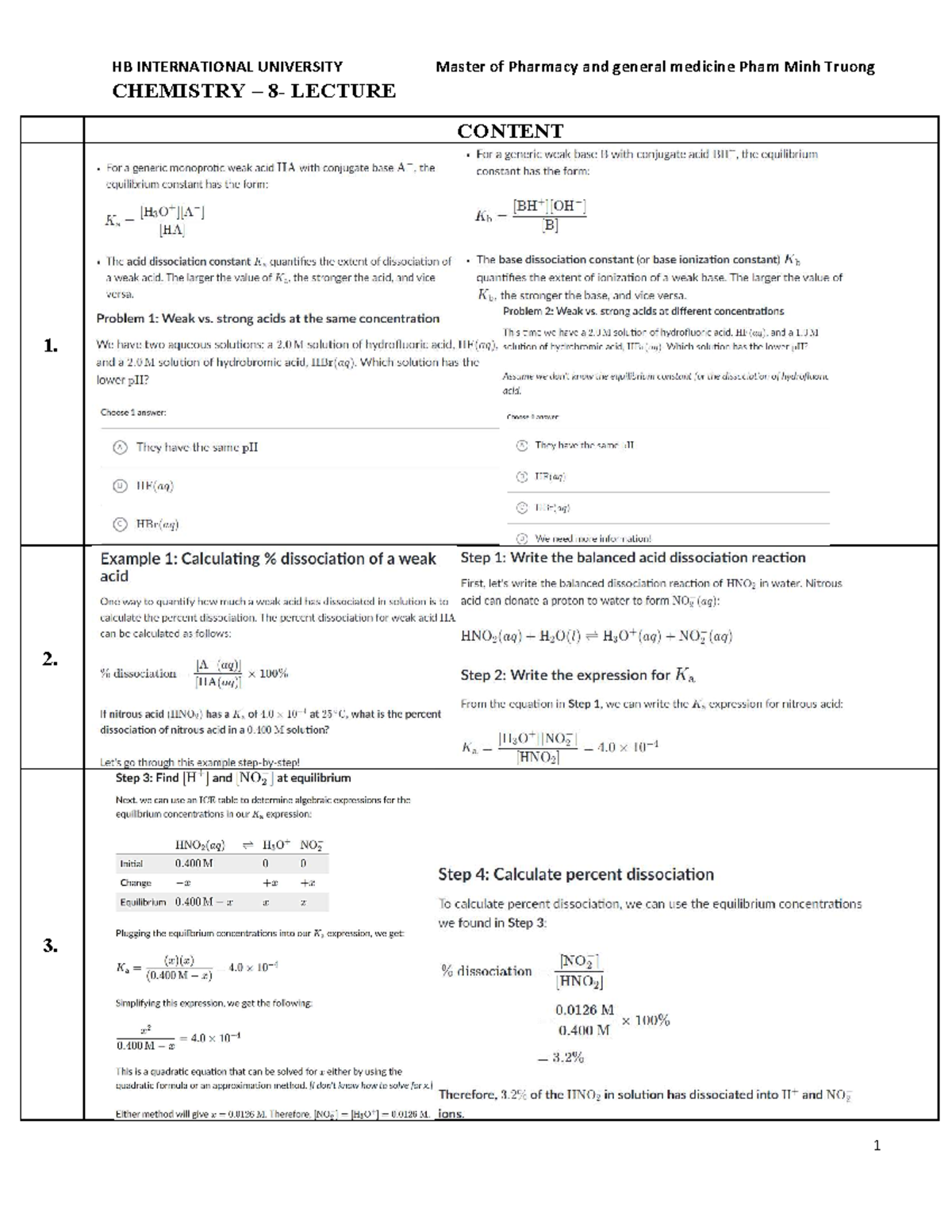 CHEM - 8 - CHEM - 8 - CHEMISTRY – 8- LECTURE CONTENT 1. 2. 3. 4. 5 ...