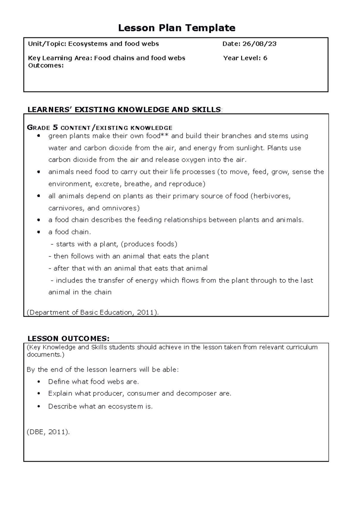 Ice task 3 - Please paraphrase - Lesson Plan Template LEARNERS ...