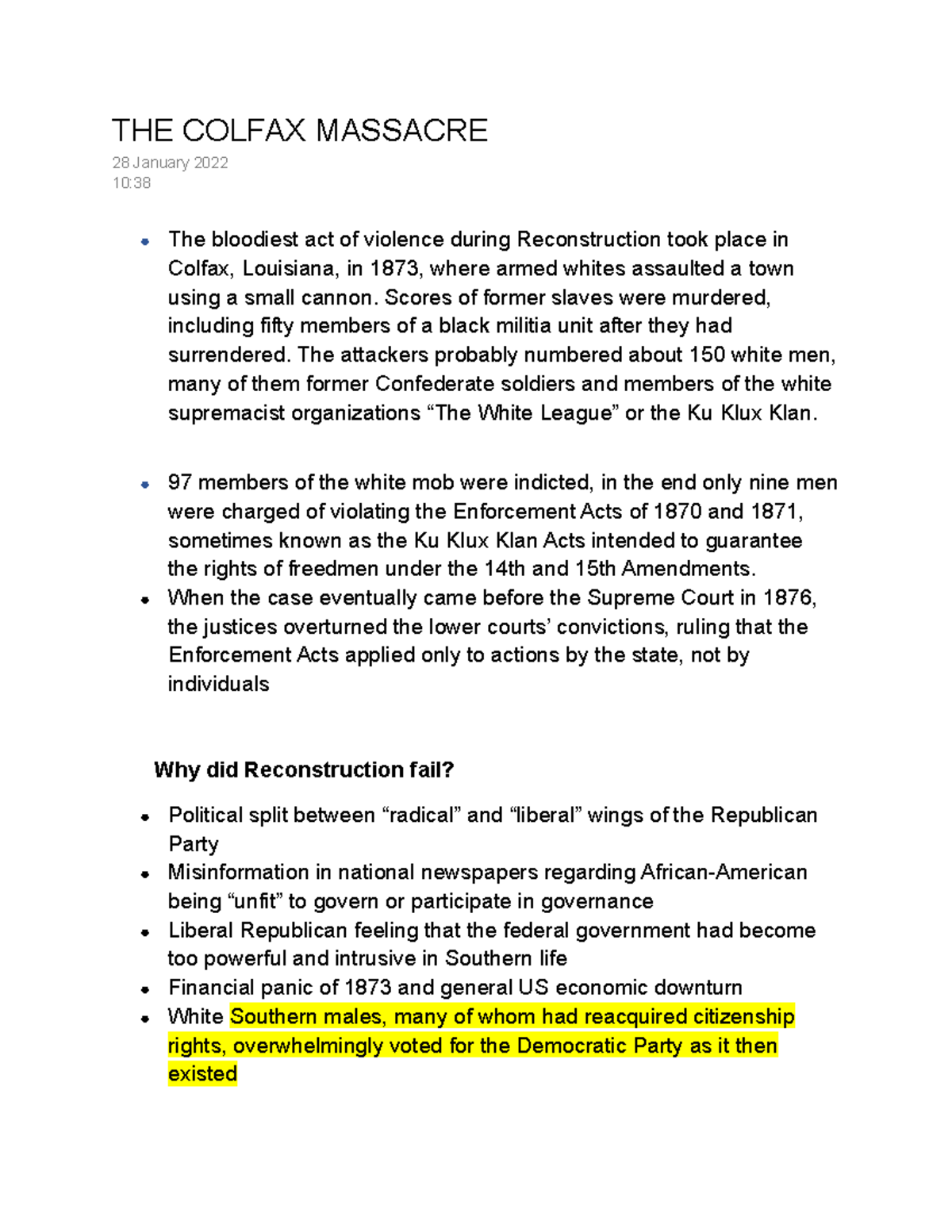 THE Colfax Massacre - History notes for 1865 to the present by ...