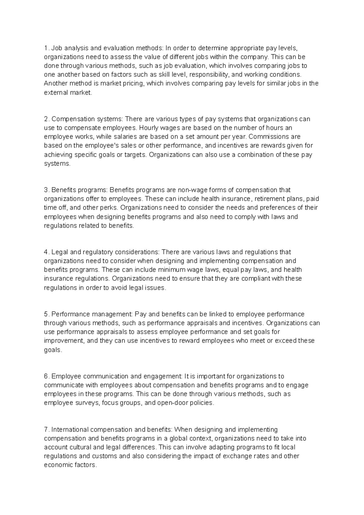Compensation and Benefits - C236 Note - Job analysis and evaluation ...