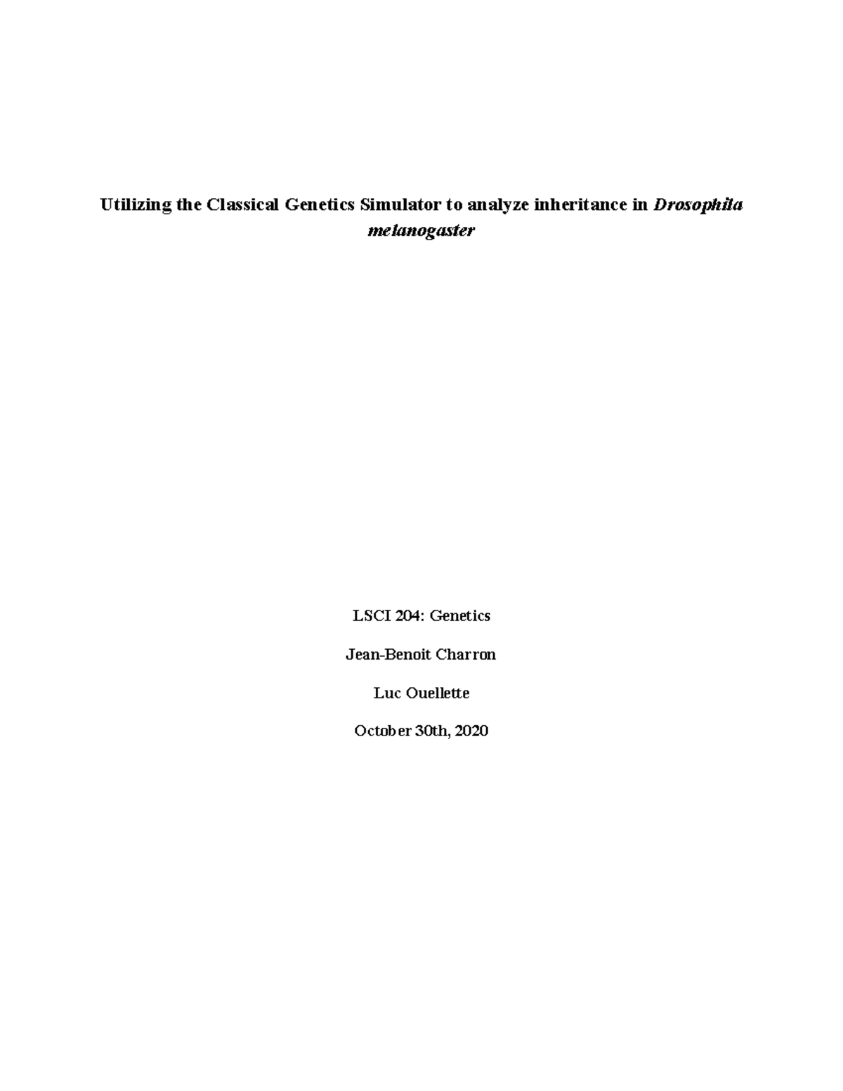 LSCI 204 genetics lab - Utilizing the Classical Genetics Simulator to ...