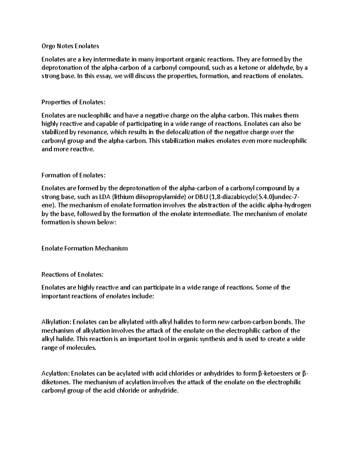Orgo Notes Enolates - Orgo Notes Enolates Enolates are a key ...
