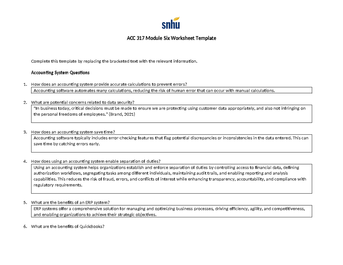 ACC 317 Module Six Worksheet Template - ACC 317 Module Six Worksheet ...