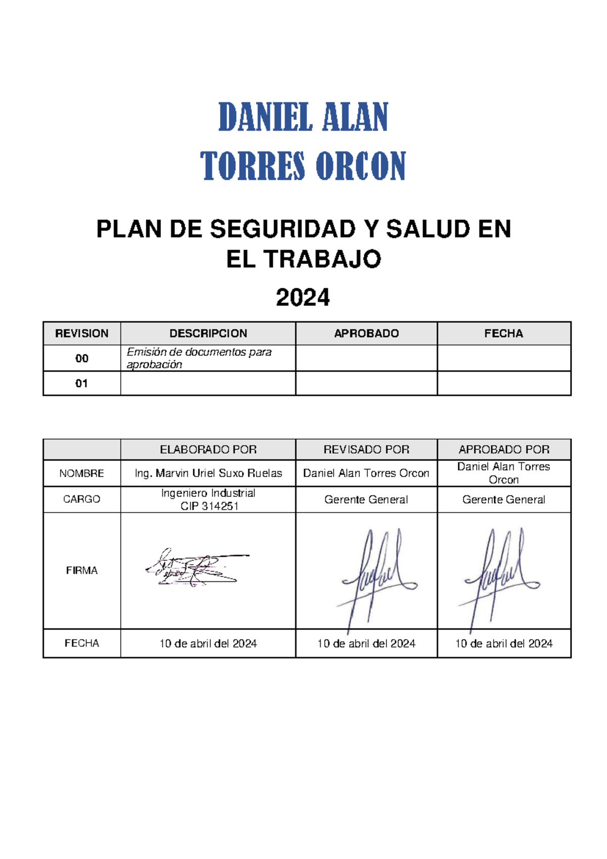 PLAN DE Seguridad Y Salud - Aluvitemp - DANIEL ALAN TORRES ORCON PLAN ...
