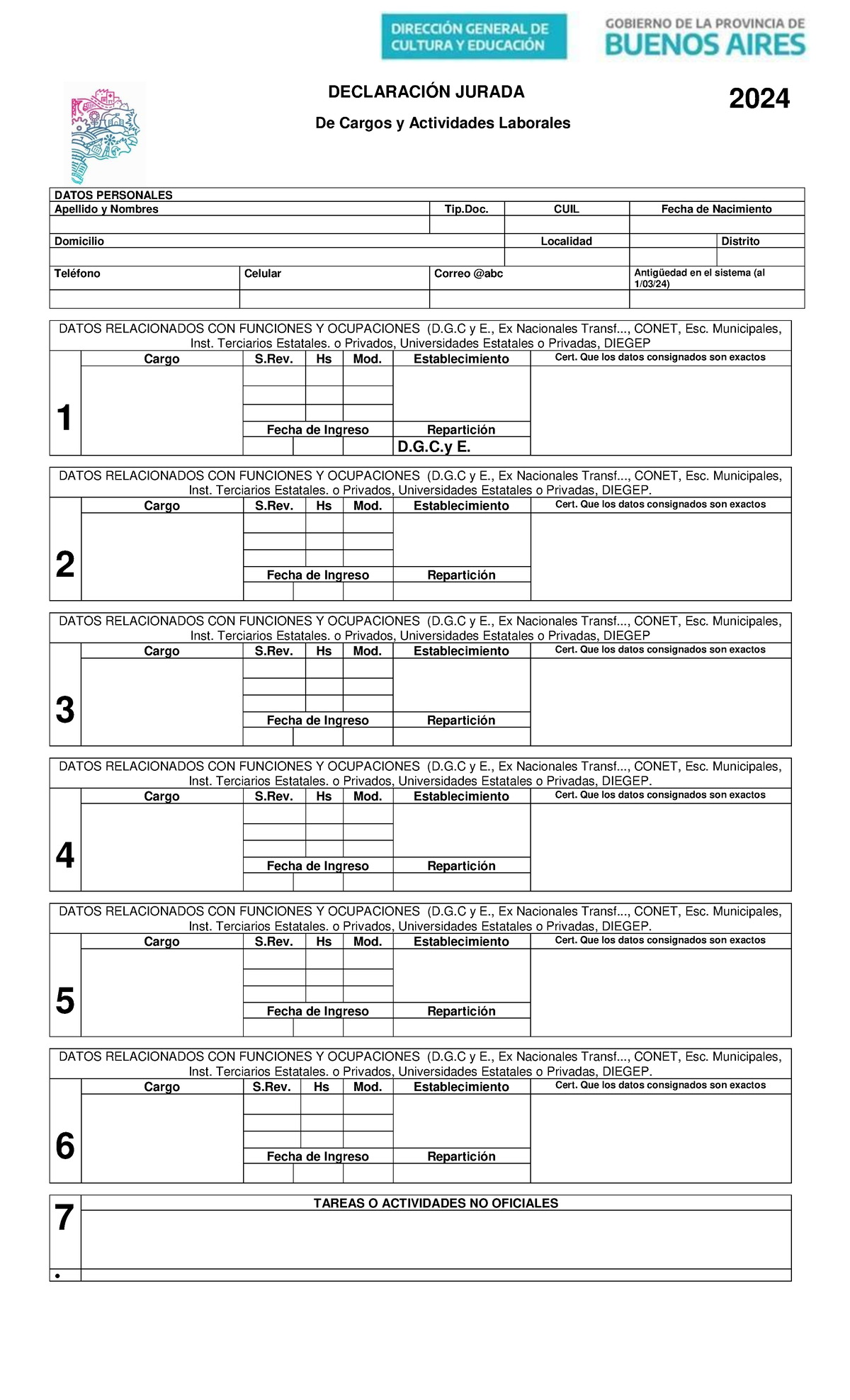 DDJJ con logo nuevo - ddjj de horas docente para completar. Declaracion ...