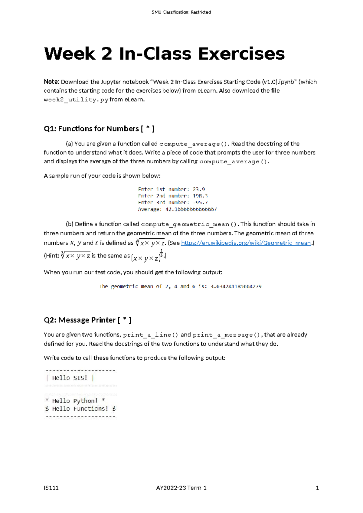 Week 2 In-Class Exercises (v1 - Week 2 In-Class Exercises Note: Download the Jupyter notebook ...