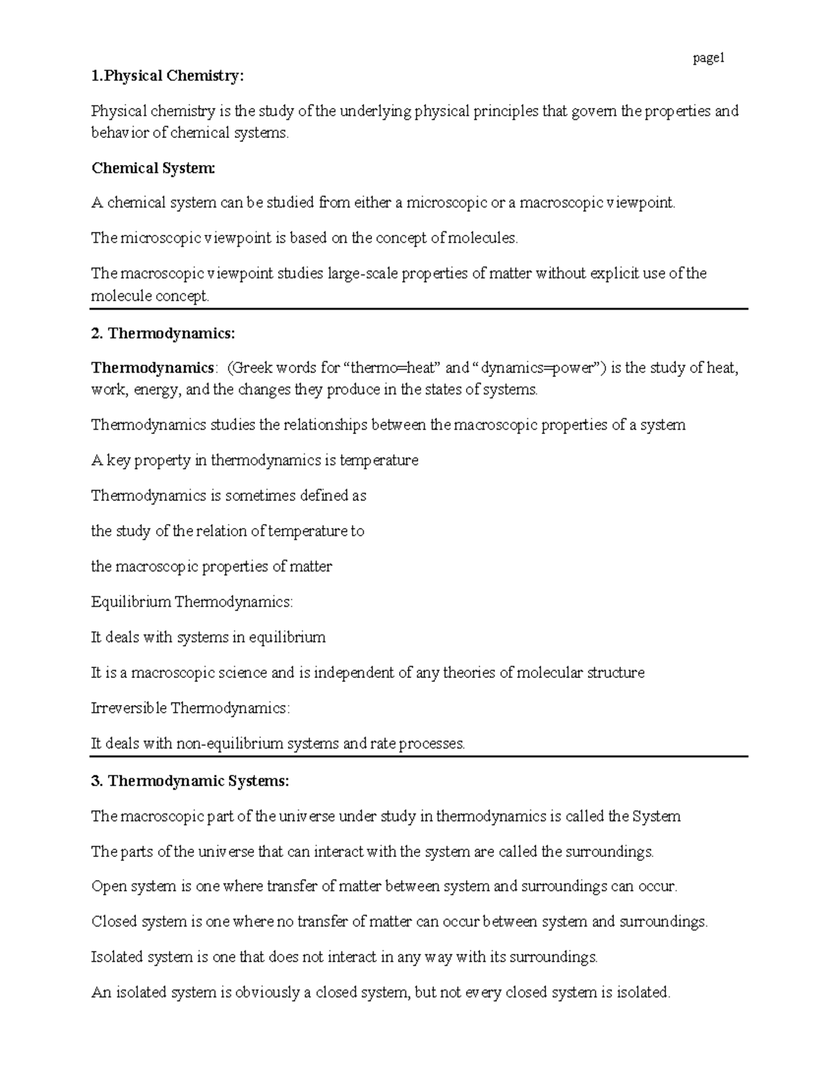 CHE201 handouts - 1 Chemistry: Physical chemistry is the study of the ...
