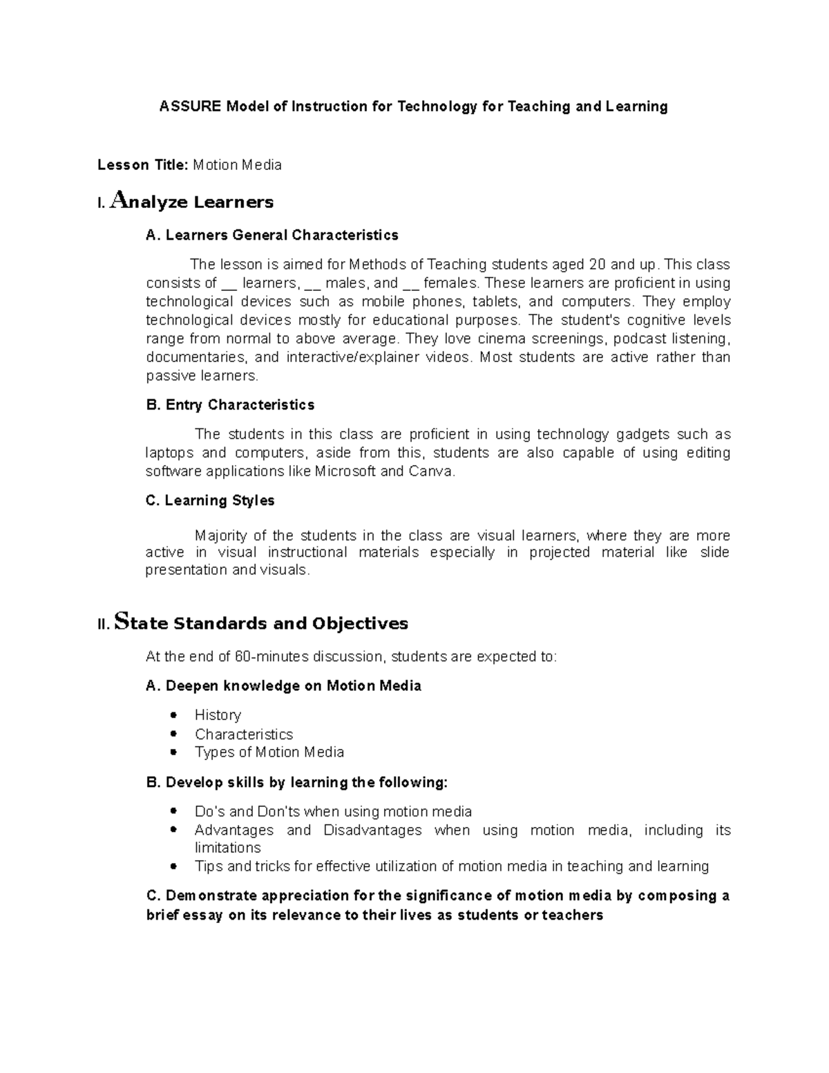 Assure-Model-of-Instruction-for-Technology-for-Teaching-and-Learning ...