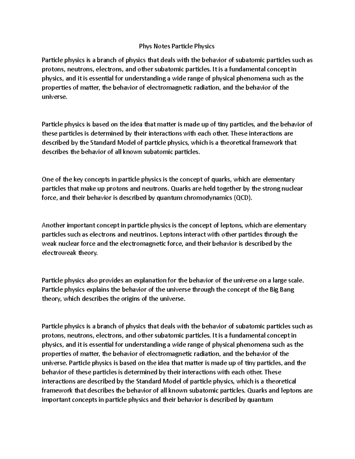 Phys Notes Particle Physic 1 - Phys Notes Particle Physics Particle ...