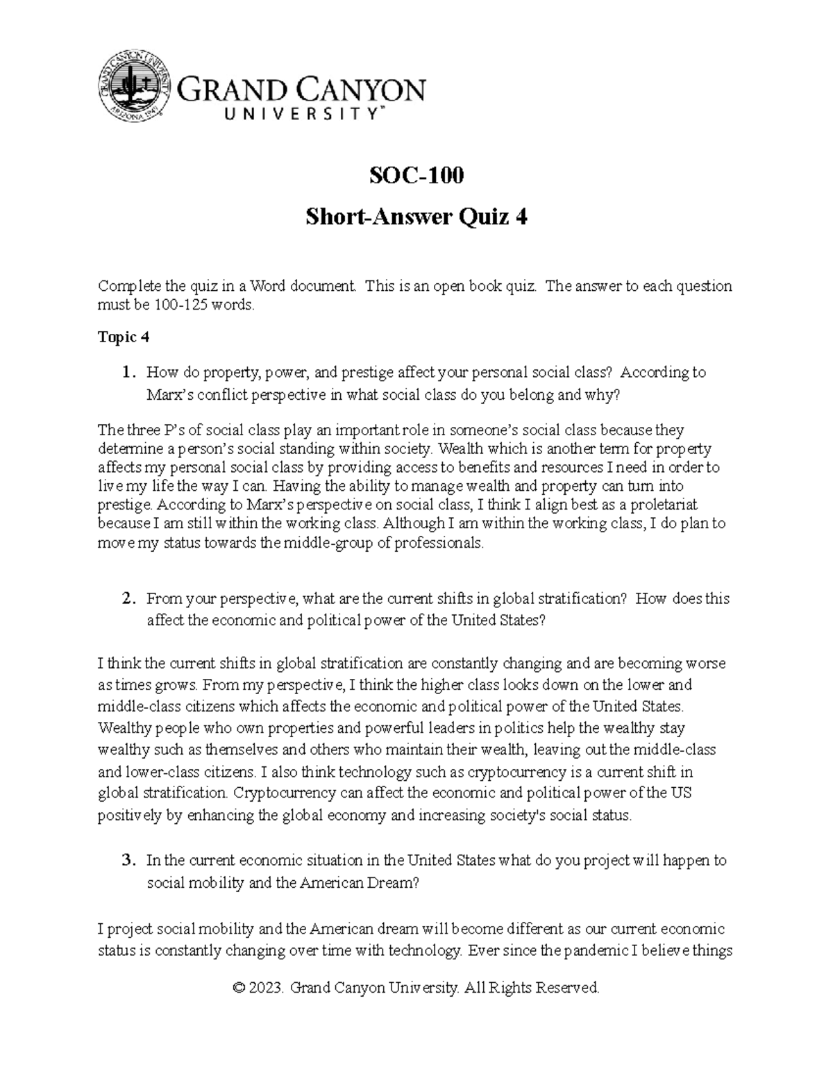 SOC-100.Short-Answer Quiz 4 1-8-18 - SOC- Short-Answer Quiz 4 Complete ...