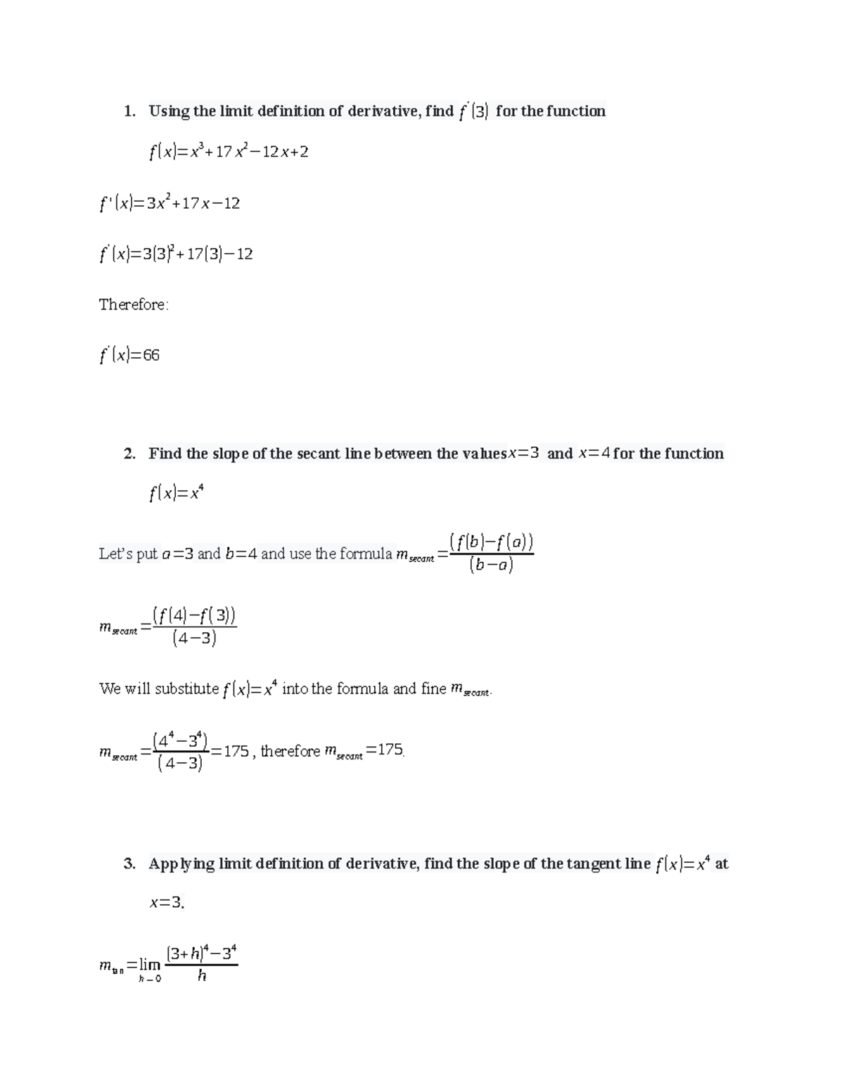 MATH 1211 Learning Journal Unit-3 - Using the limit definition of ...