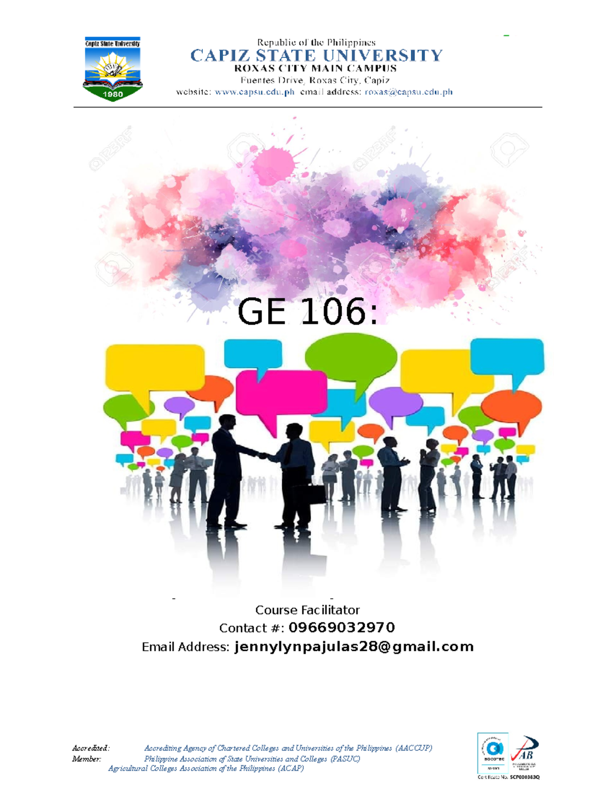 GE 106 Pur Comm Module 1 - Accredited: Accrediting Agency of Chartered Colleges and Universities ...