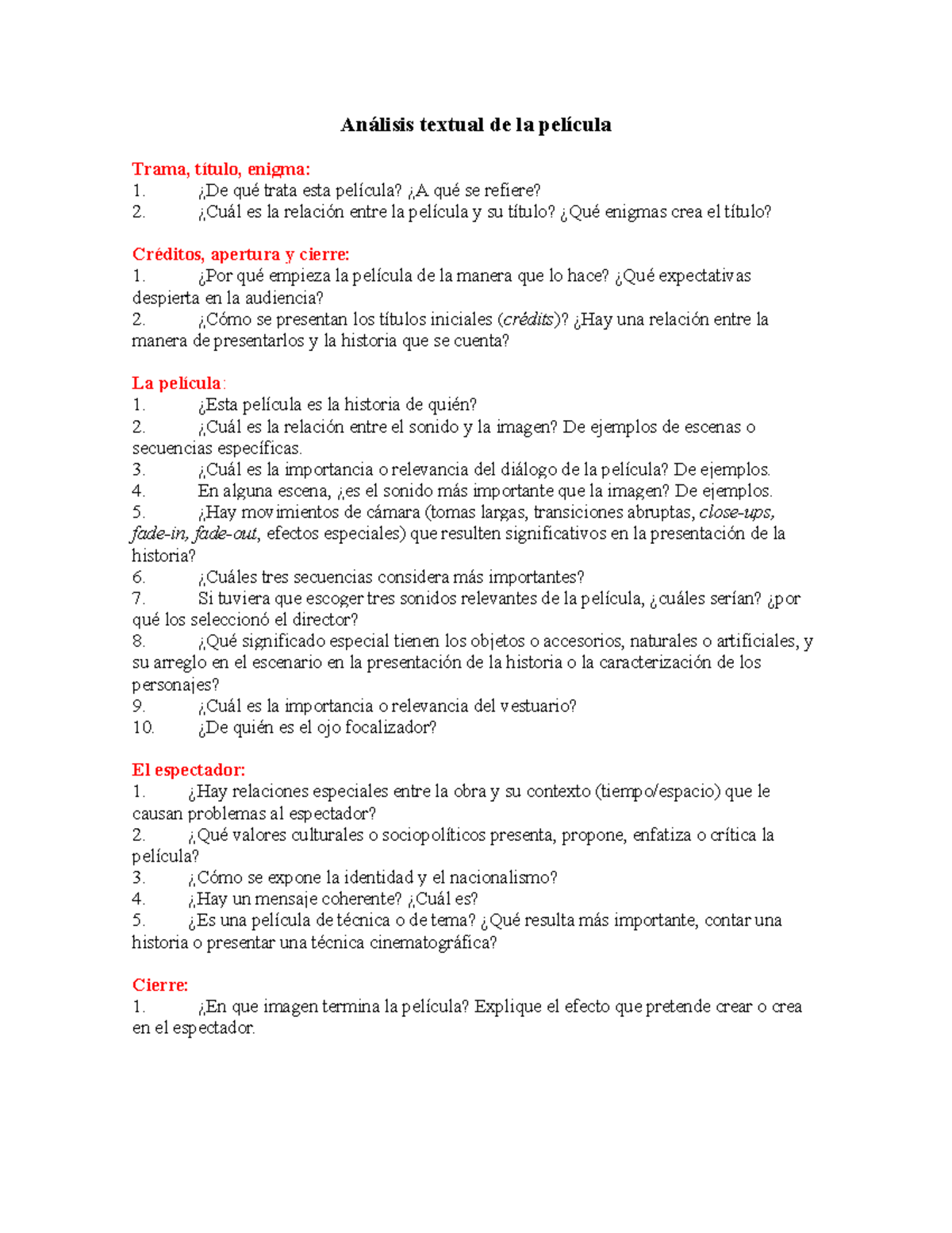 Análisis textual de la película, para una mejor comprensión de la ...