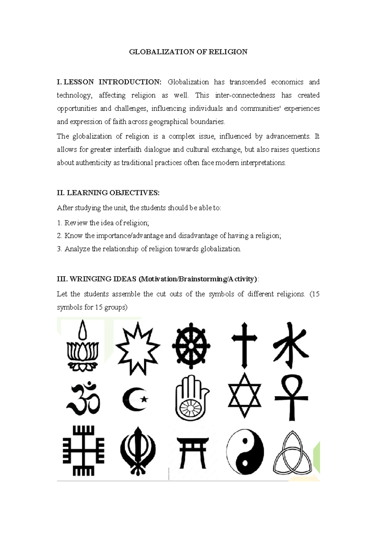 Globalization OF Religion(revised) - GLOBALIZATION OF RELIGION I ...