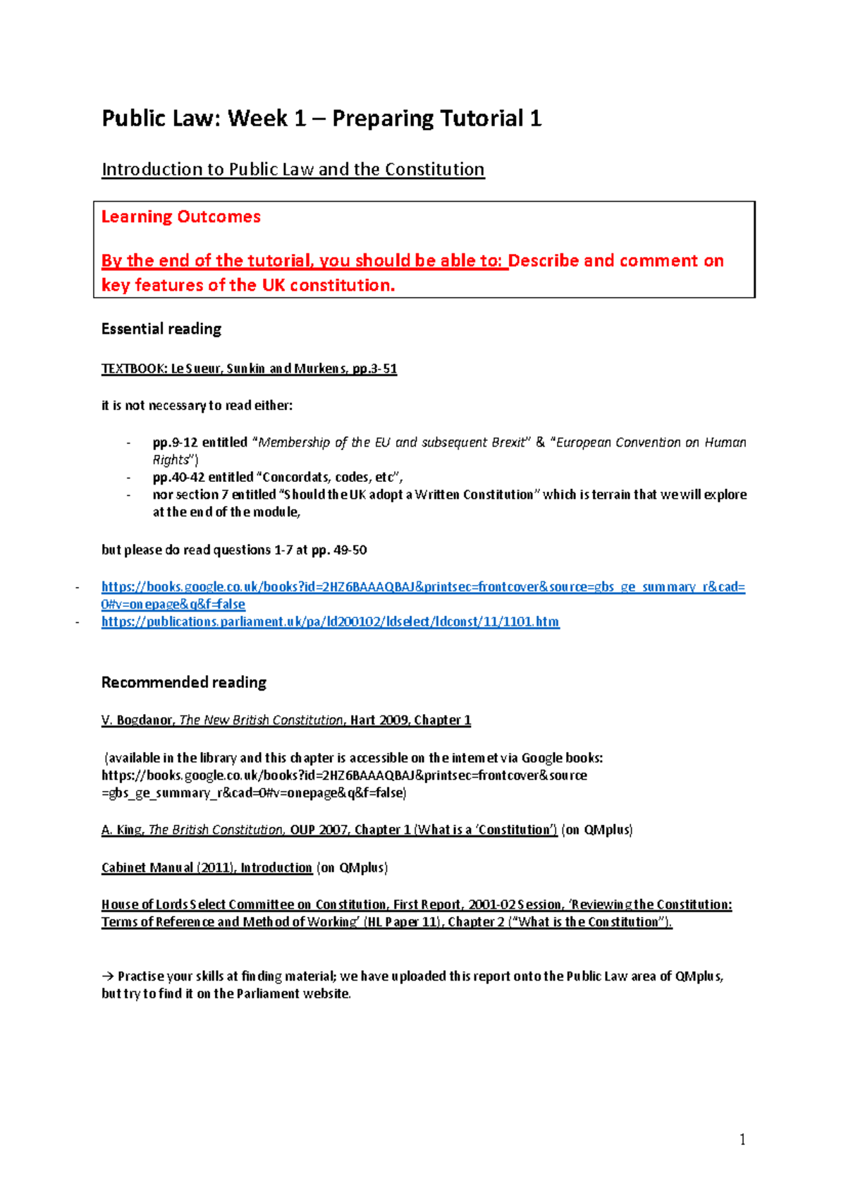 Public Law Tutorial 1 - Introduction to Public Law and the Constitution ...