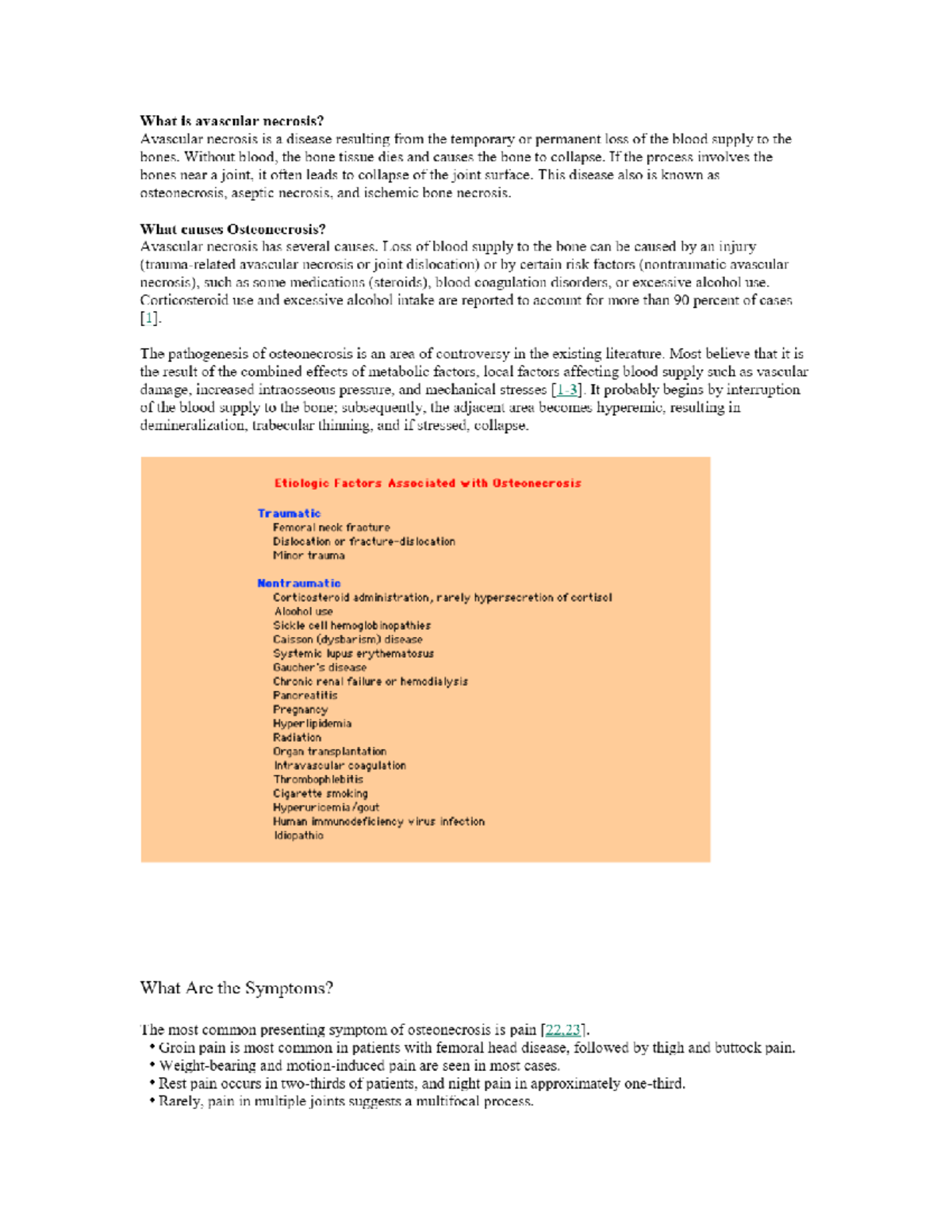 What is avascular necrosis - Without blood, the bone tissue dies and ...