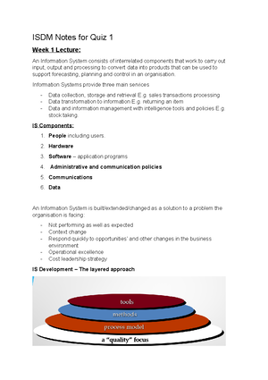 ISDM outline - SUBJECT OUTLINE 31257 Information System Development Methodologies Recommended ...