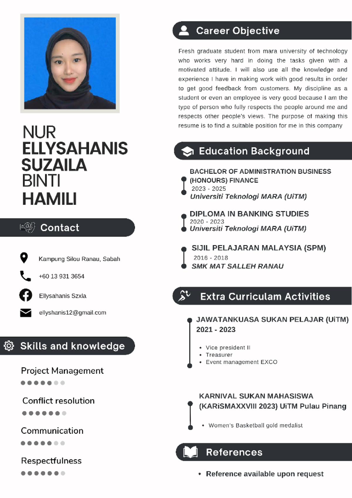 Resume. NUR Ellysahanis Suzaila Binti Hamili (2023272728) - Business Application Essentials ...