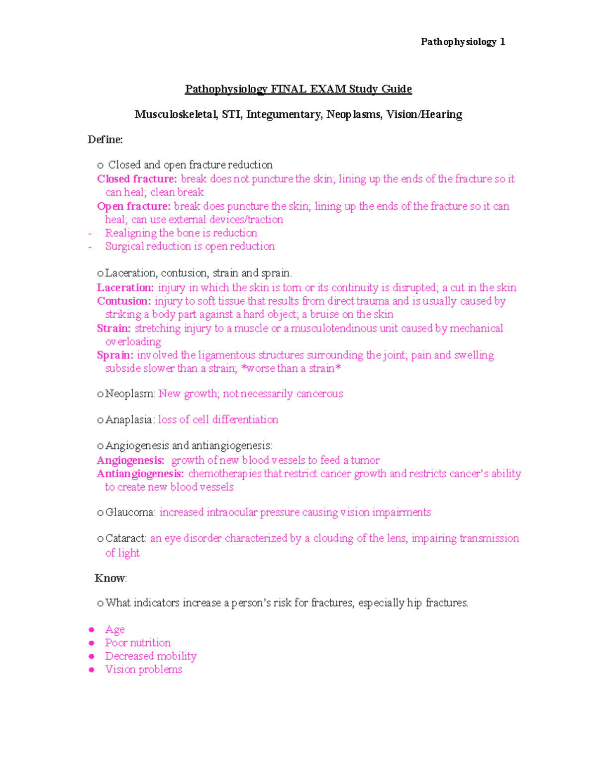 Pathophysiology Study Guides - Google Docs - Pathophysiology FINAL EXAM ...