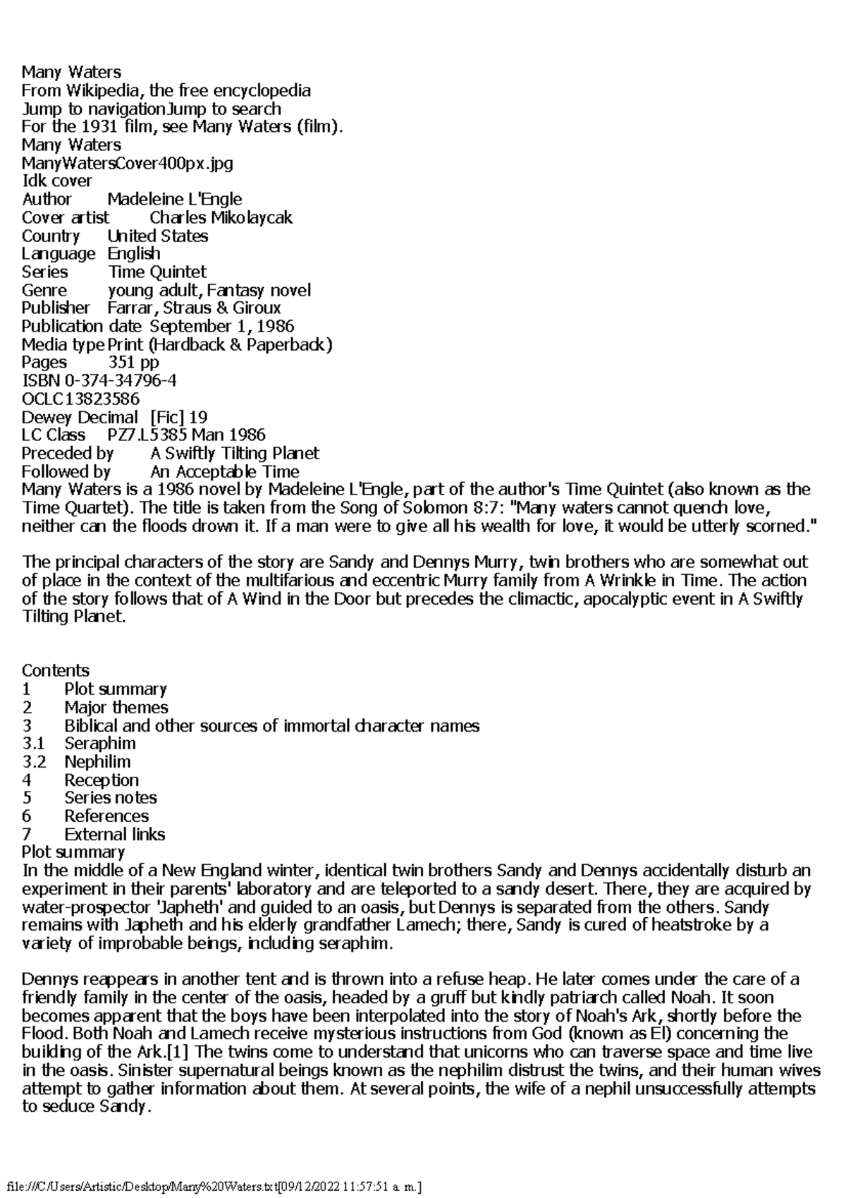 Many Waters - Many Waters ManyWatersCover400px Idk cover Author ...