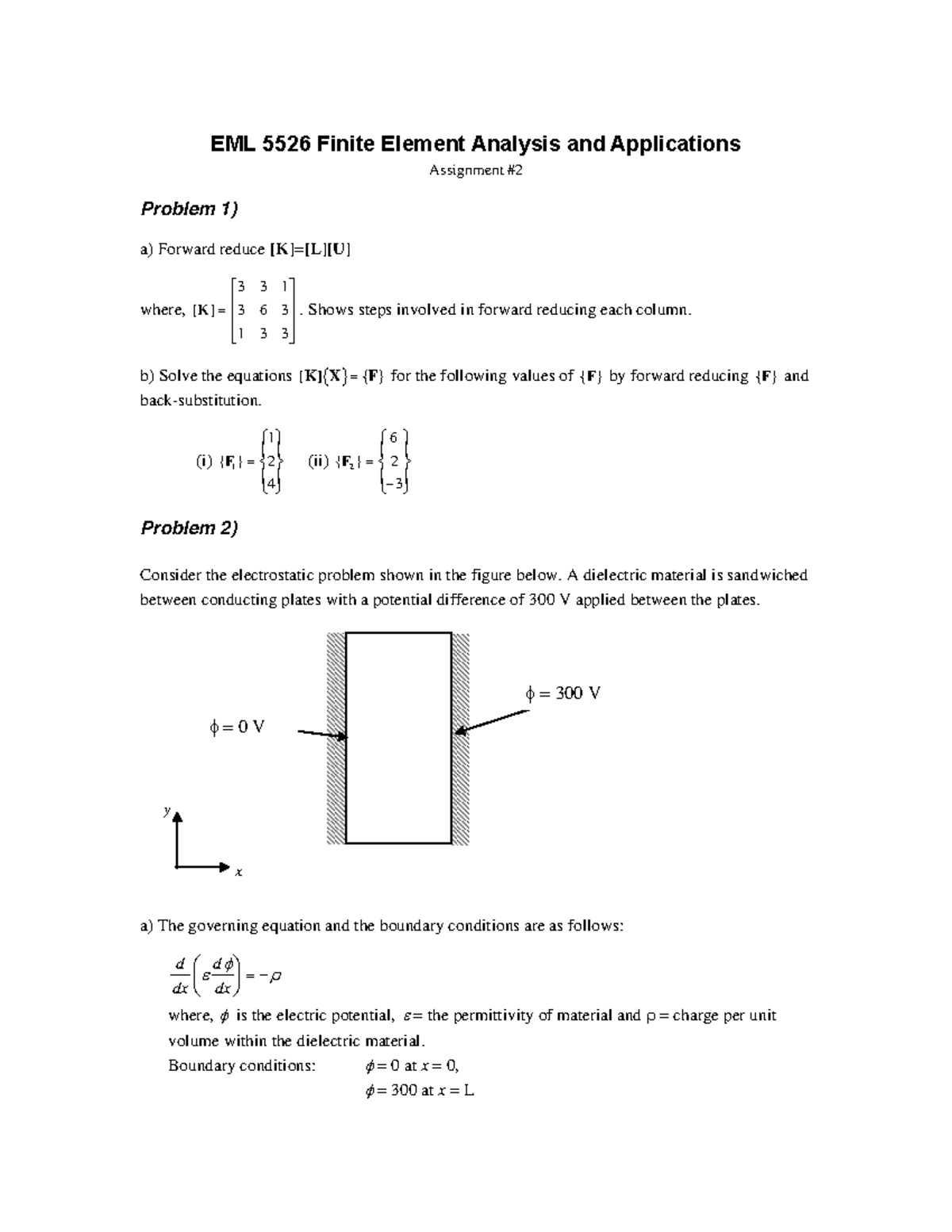 Fehwk 2 Homework 2 Of Finite Element Analysis Eml 5526 Finite Element Analysis And