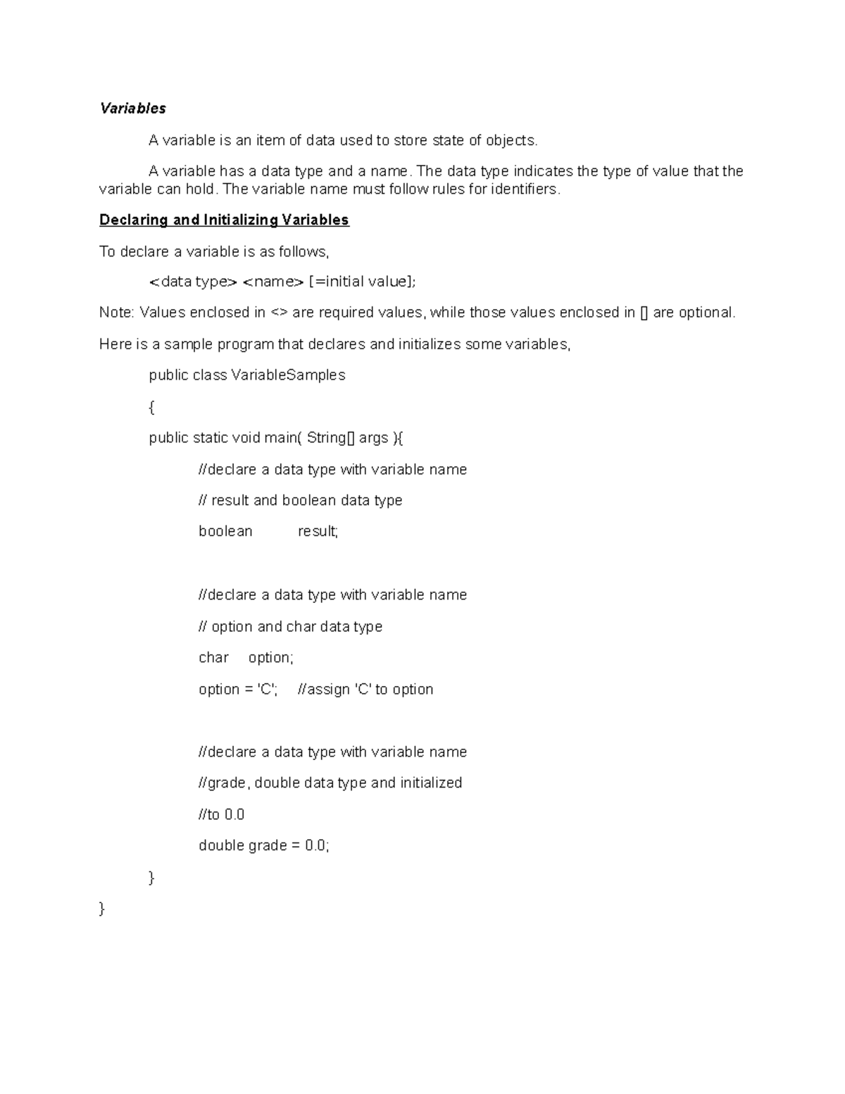 Chapter 5 Variables Variables A Variable Is An Item Of Data Used To
