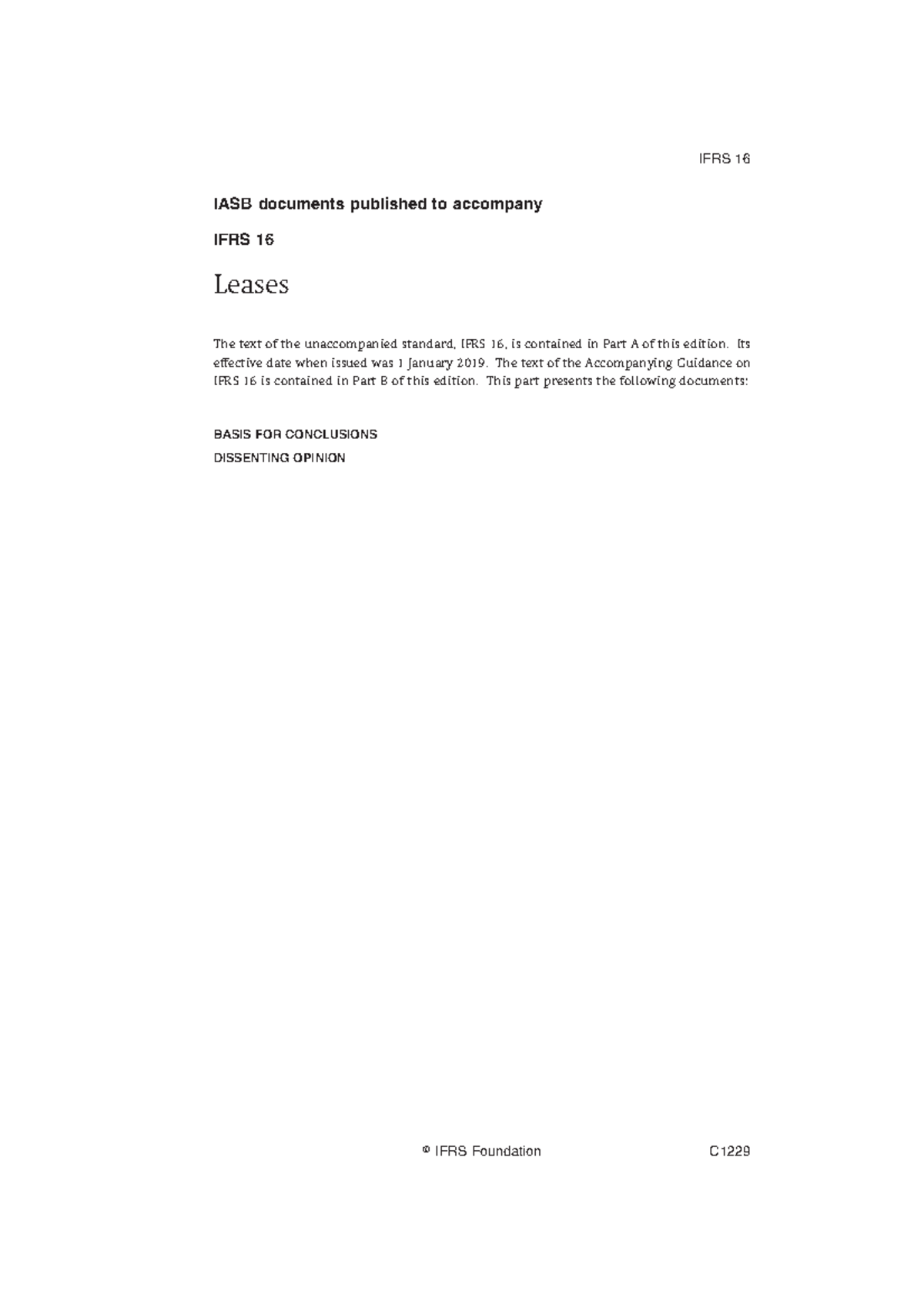 Ifrs16 C IFRS 16 C IASB Documents Published To Accompany IFRS 16