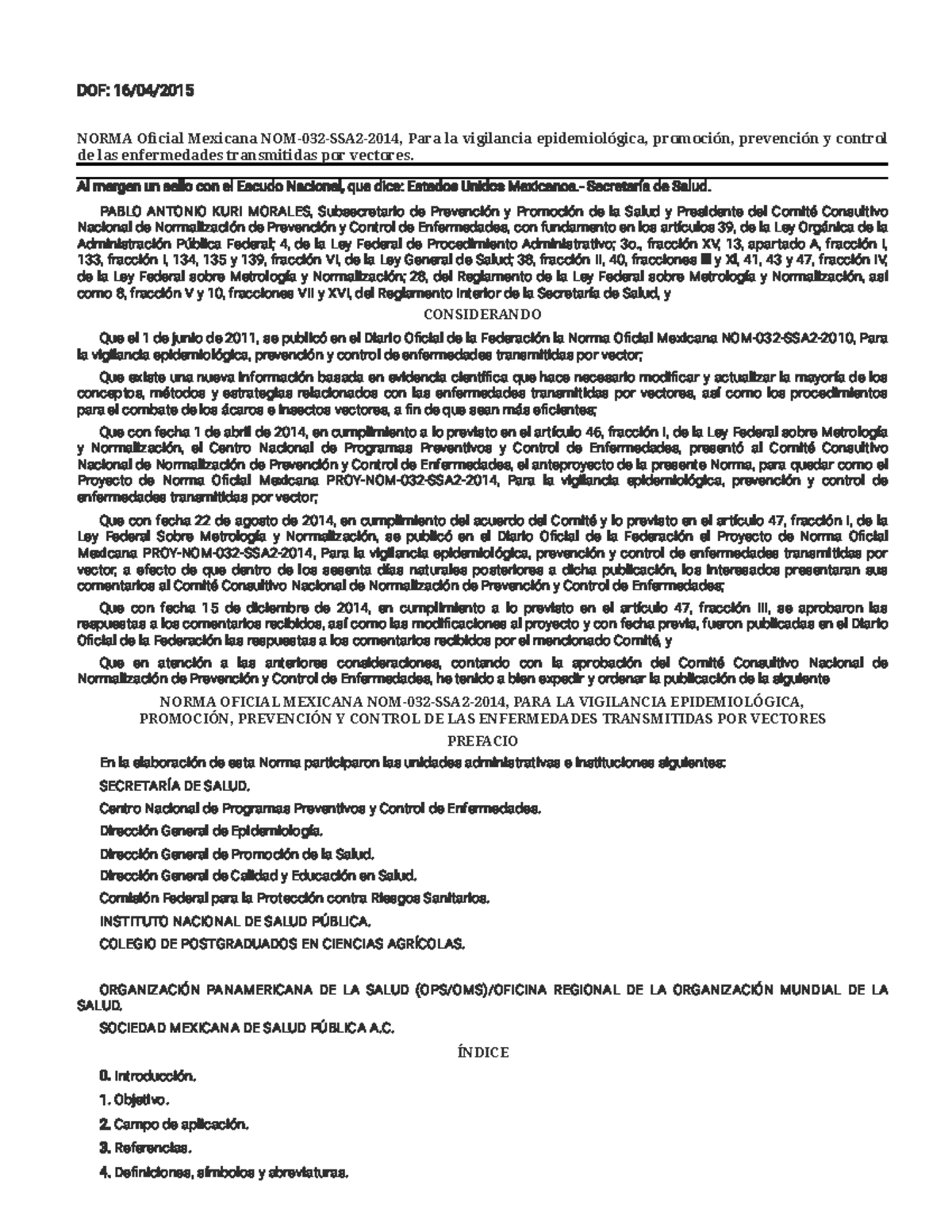DOF - Diario Oficial de la Federación - DOF: 16/04/ NORMA Oficial ...