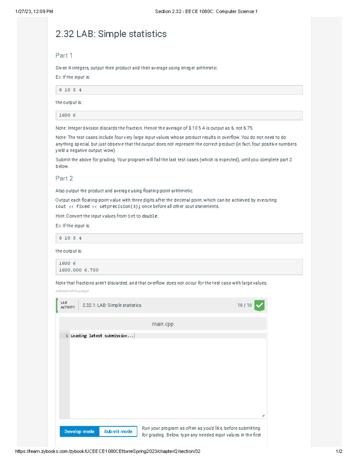 Section 2.32 - EECE 1080C Computer Science 1 - 1/27/23, 12:09 PM ...
