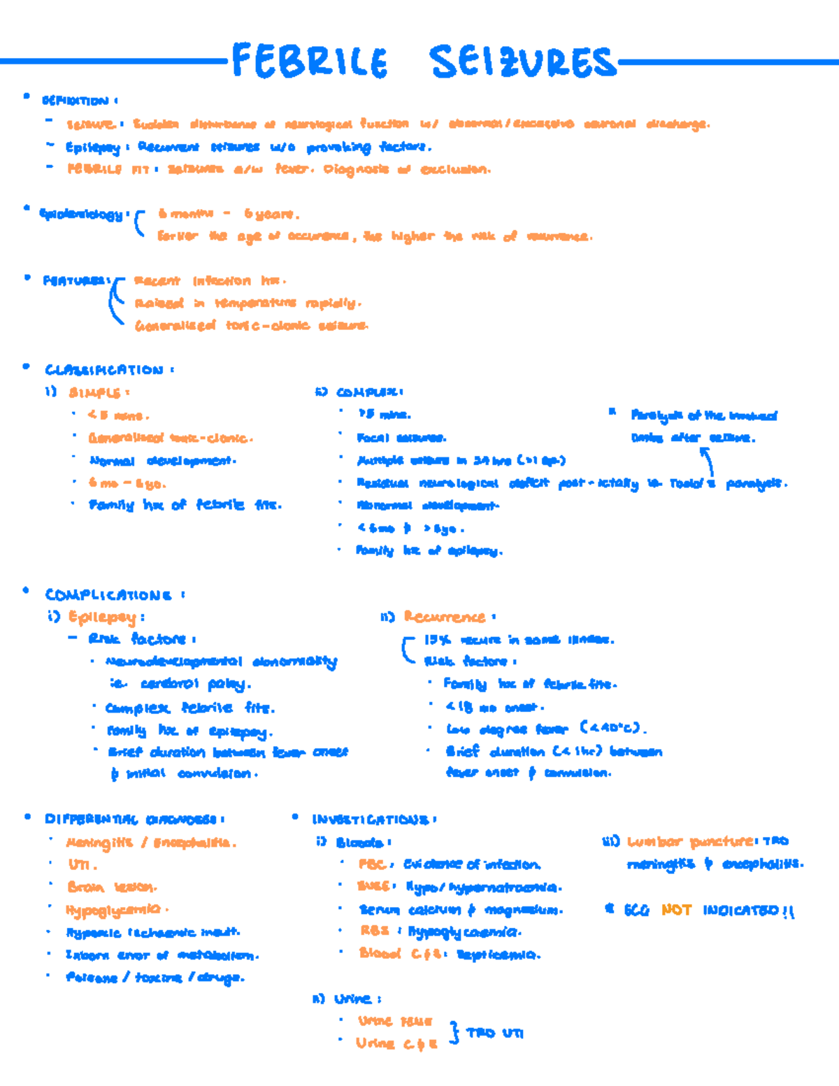 Febrile Seizures notes - FEBRILE SEIZURES ' DEFINITION: - Seizure ...