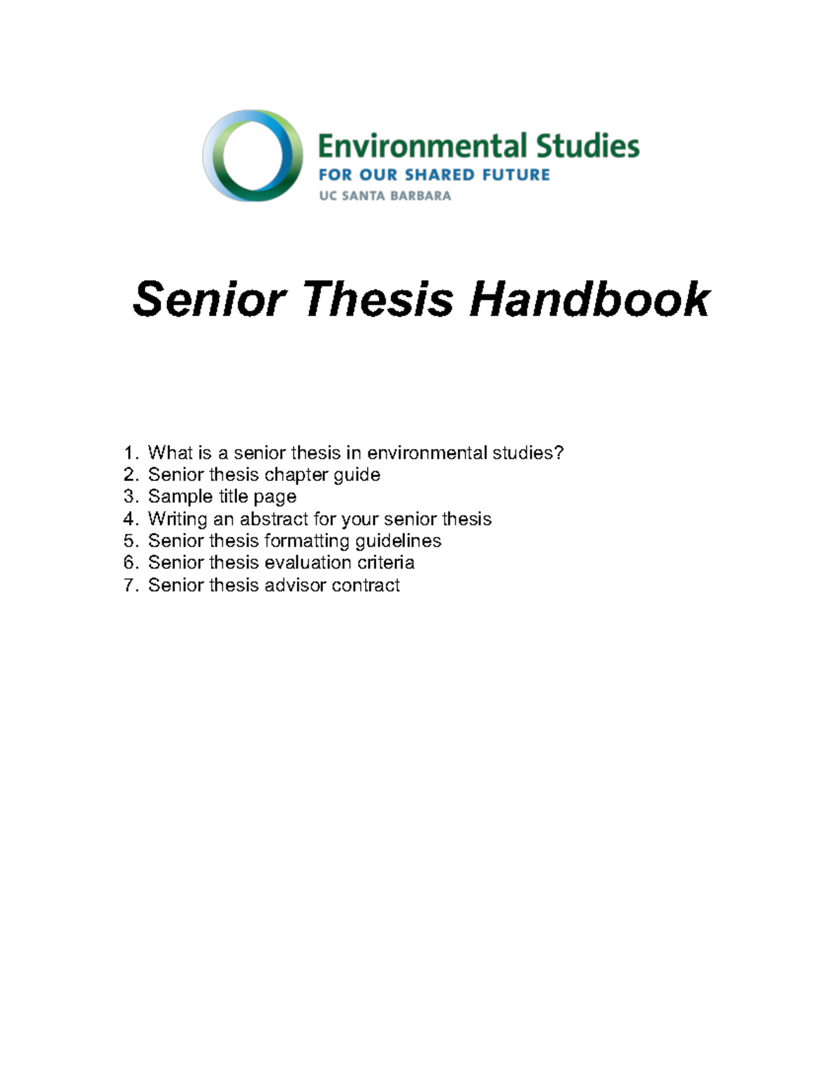 ES Senior Thesis Handbook - Senior Thesis Handbook 1. What is a senior ...
