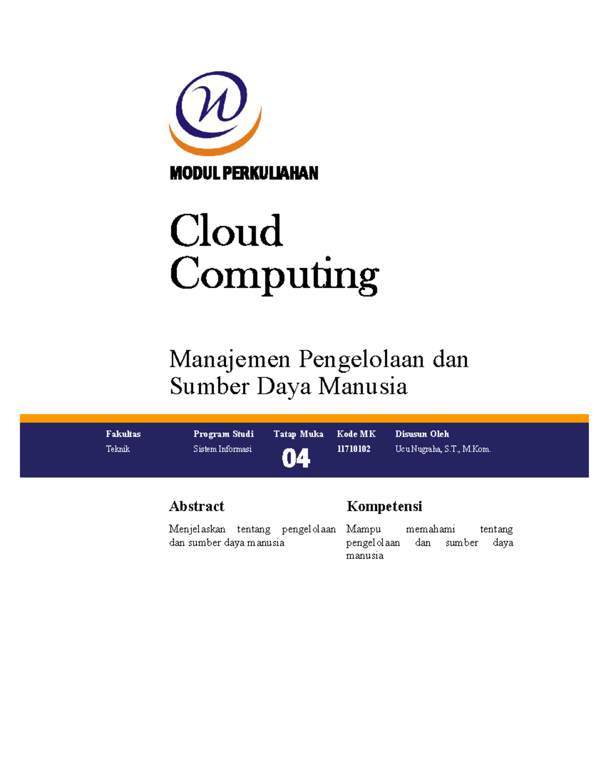 4. Modul Cloud Computing - Manajemen Pengelolaan dan SDM - MODUL PERKULIAHAN Cloud Computing ...