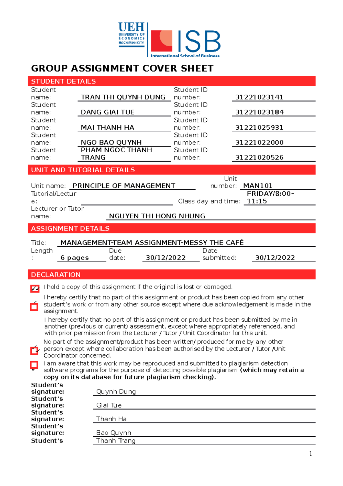 Group Assignment-PM- Messy-THE-TEAM IBU06-1 - GROUP ASSIGNMENT COVER ...