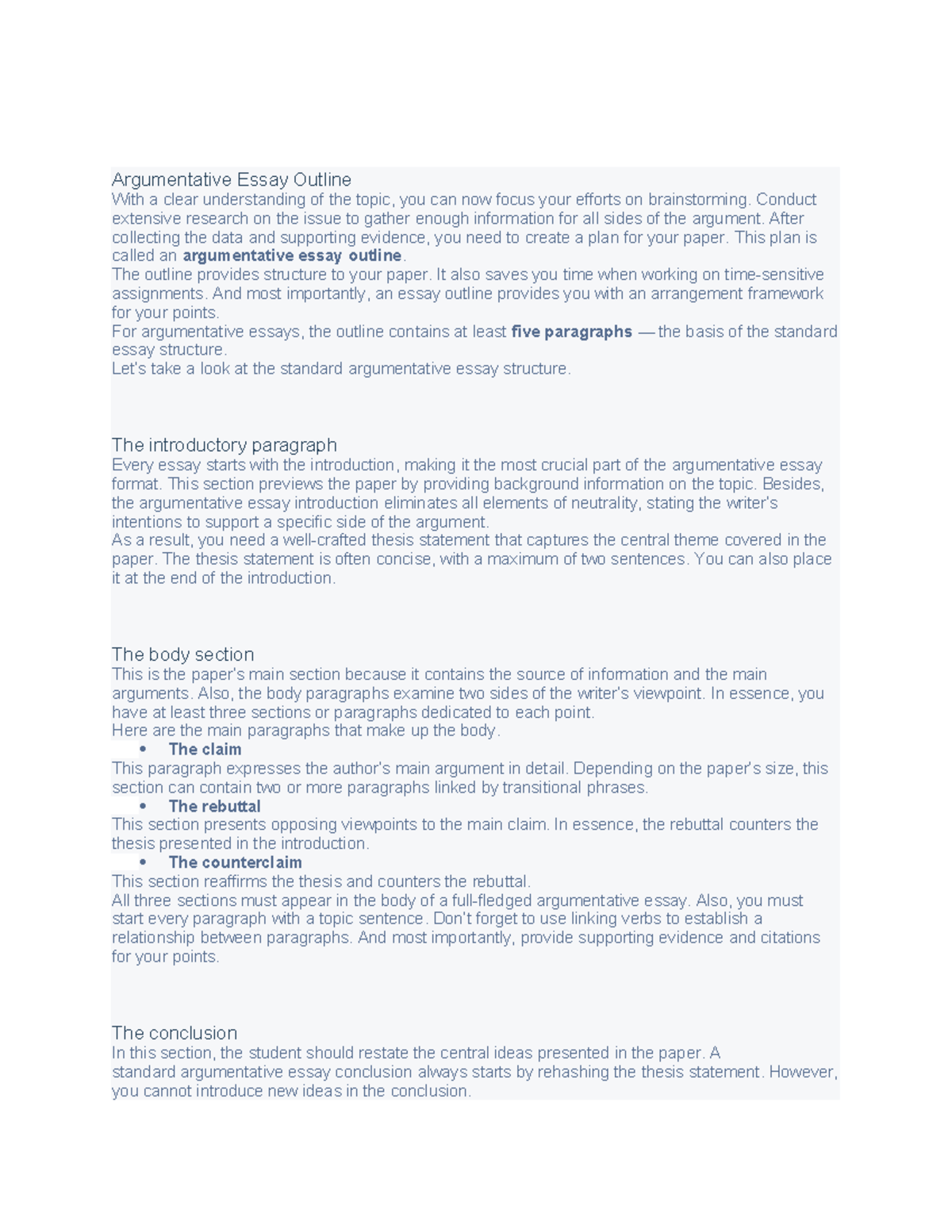 Argumentative Essay Outline - Conduct extensive research on the issue ...
